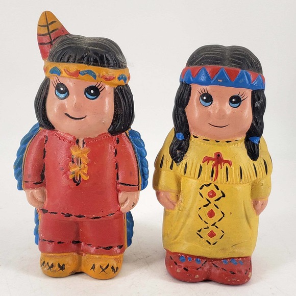 unmarked | Accents | Vintage Bisque Hand Painted Native American Little ...